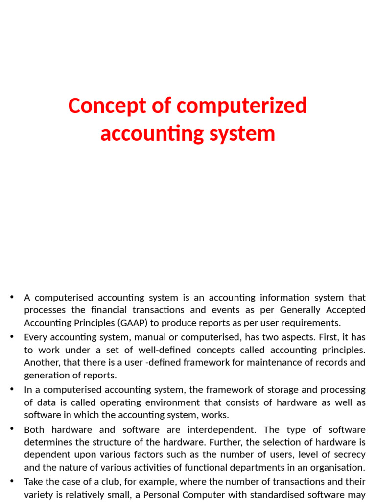 Concept of Computerized Accounting System | PDF | Databases | Accounting