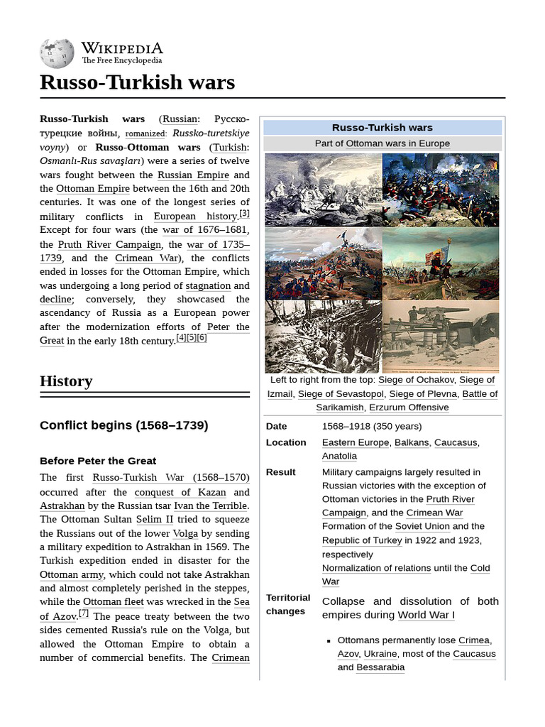 Russo-Turkish_wars | PDF | Ottoman Empire | Politics Of The Ottoman Empire