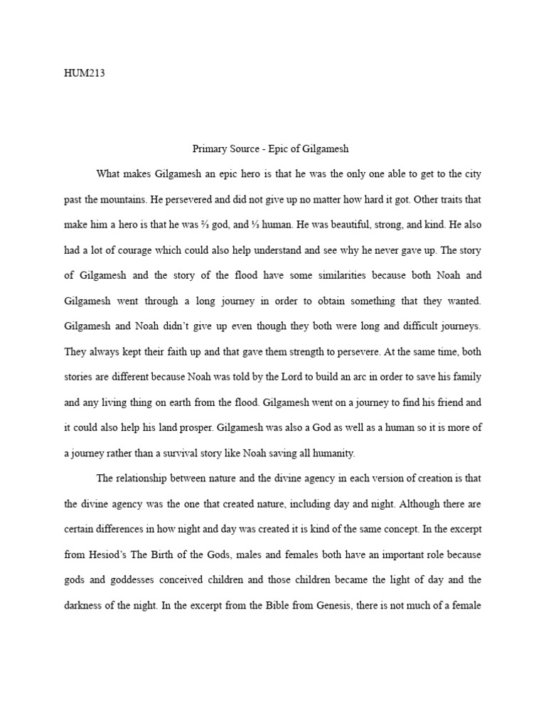 Primary Source #1 - Epic of Gilgamesh | PDF