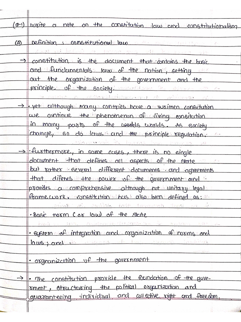 Write A Note On The Constitution Law and Constitution | PDF