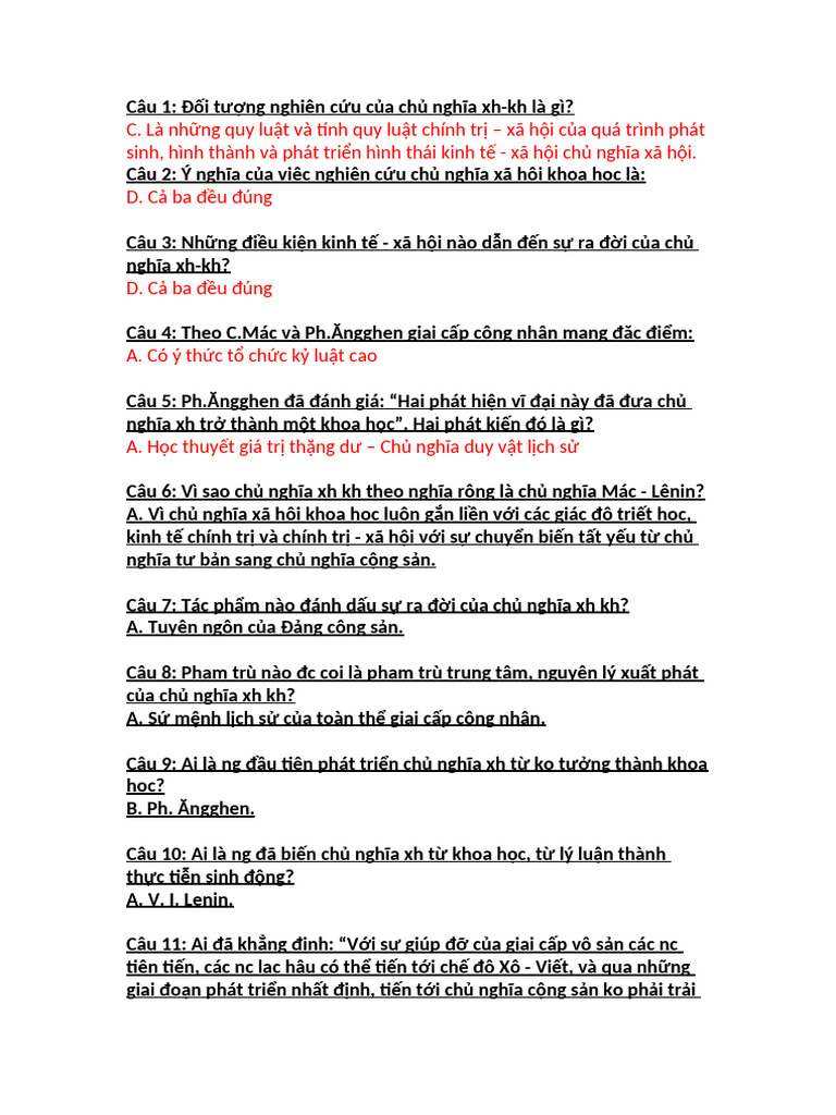 100 Câu TN CNXH | PDF