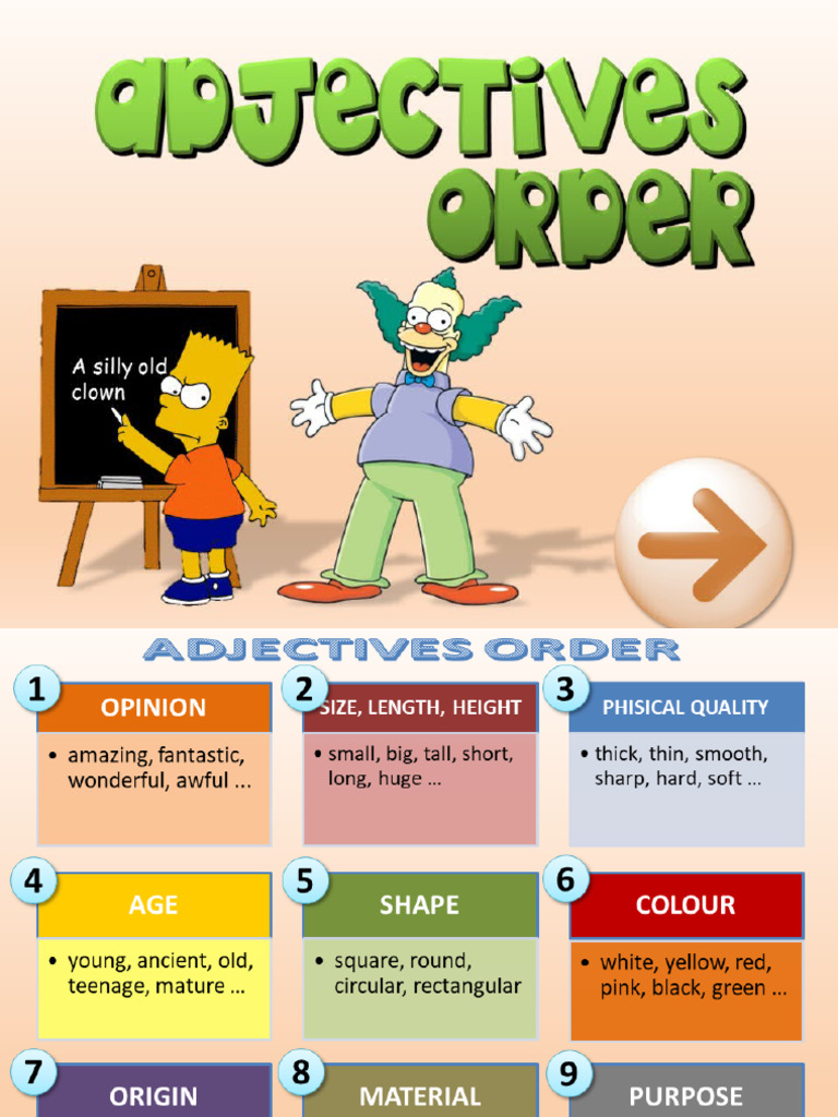 Adjectives Order Fun Activities Games Games Grammar Guides 111184 | PDF ...