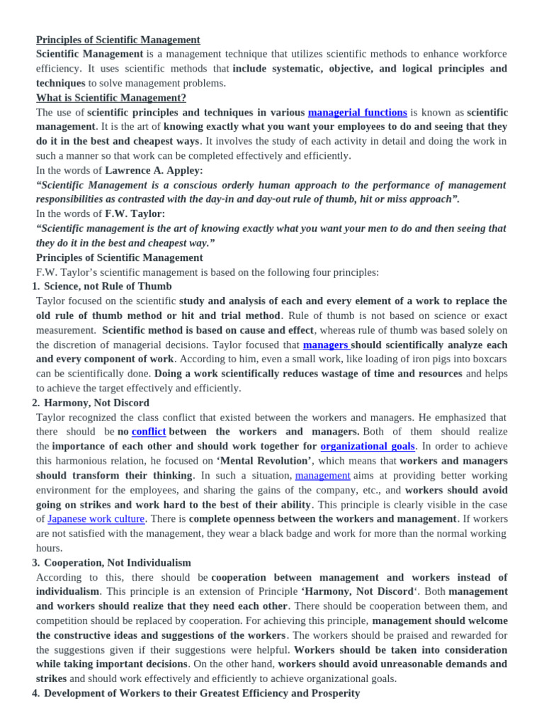 Scientific Management | PDF | Business | Business Economics