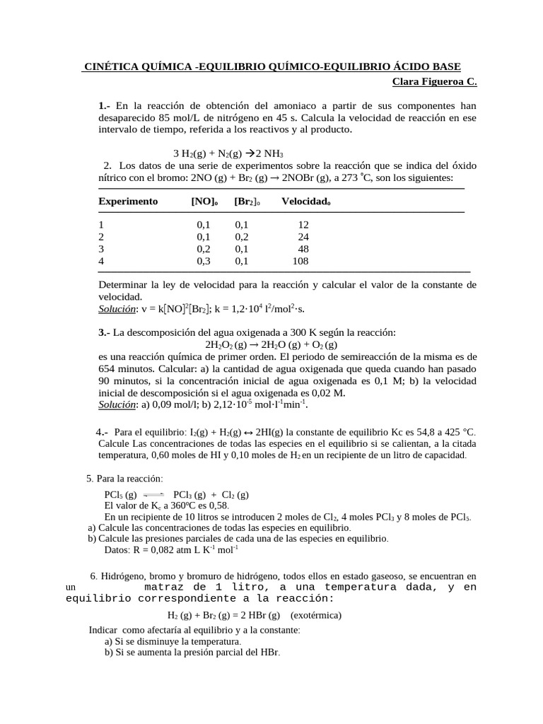 Cinética y Equilibrio Fase Gas - Ácido Base | PDF | Ácido | Ph