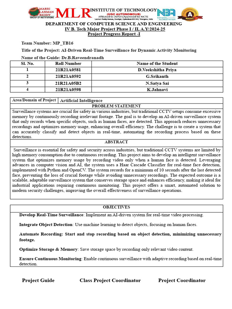 IV B.Tech CSE Major Project Abstract B16 T A.Y 2024-25 | PDF ...