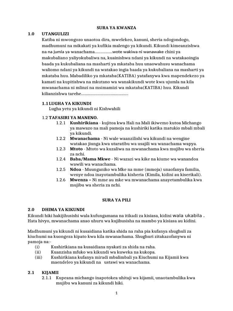 Katiba Ya Kikundi | PDF