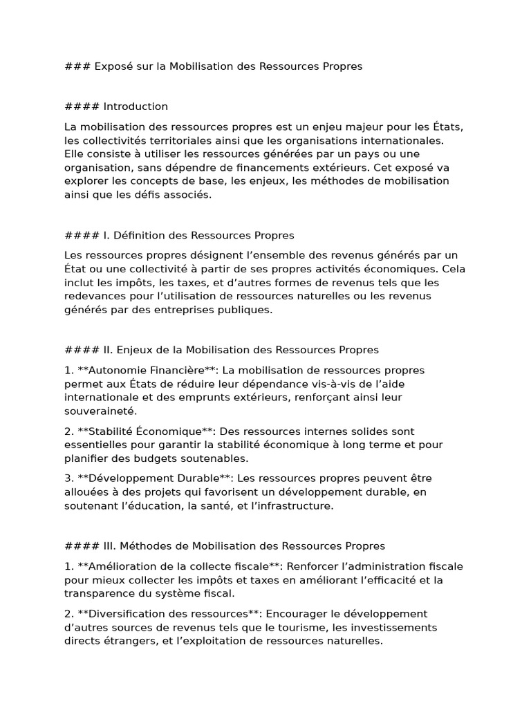 Mobilisation des Ressources Propres | PDF | Développement durable | Impôts