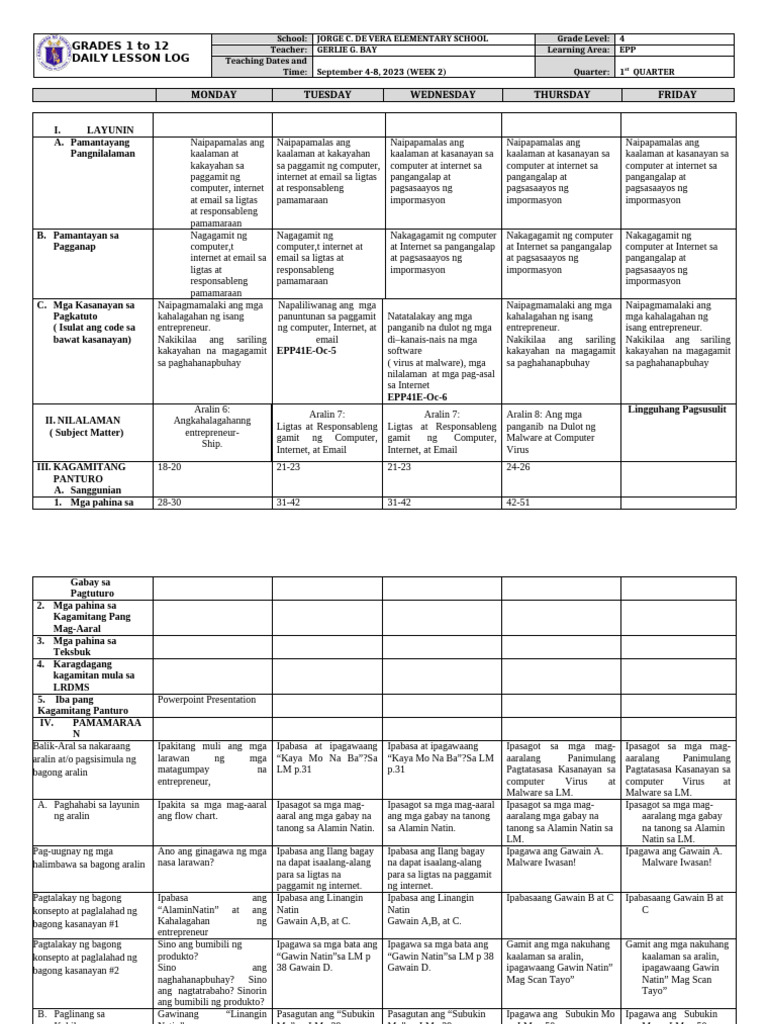 DLL Epp4 Q2 W2 | PDF
