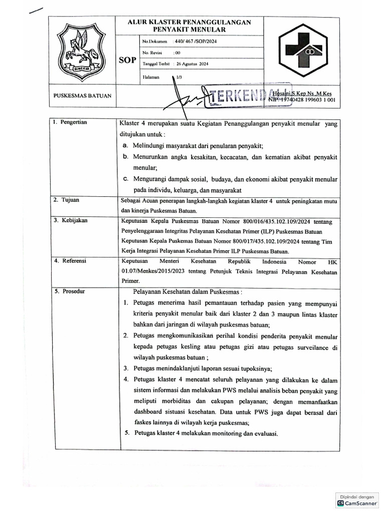 Sop Alur Klaster Penanggulangan Penyakit Menular | PDF