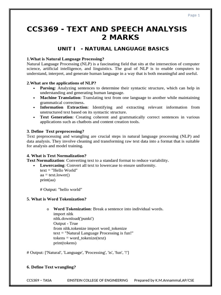 2 Marks | PDF | Speech Synthesis | Speech Recognition