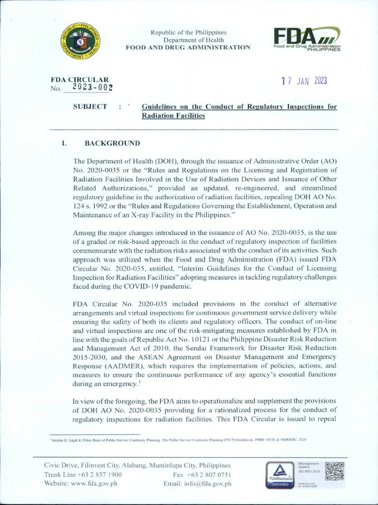 FDA Circular No.2023 002 | PDF