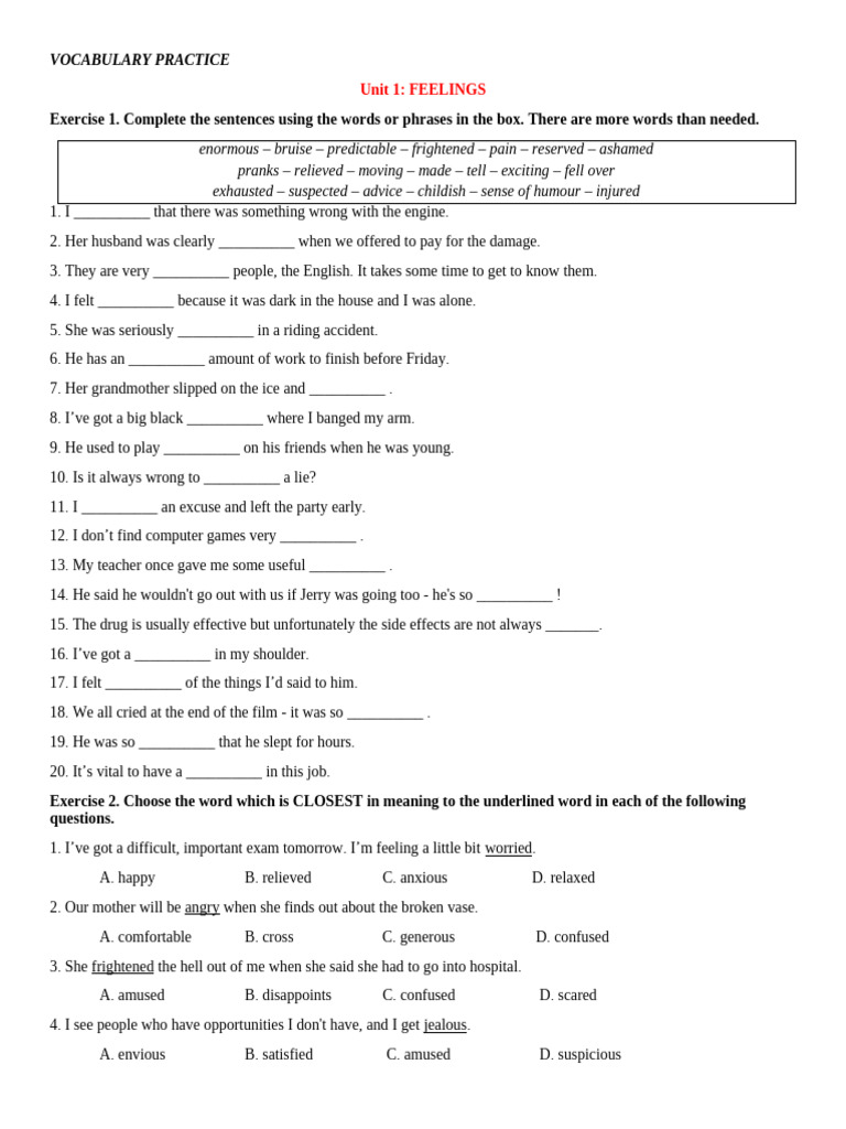 VOCABULARY PRACTICE-G10 | PDF VOCABULARY PRACTICE-G10 | PDF