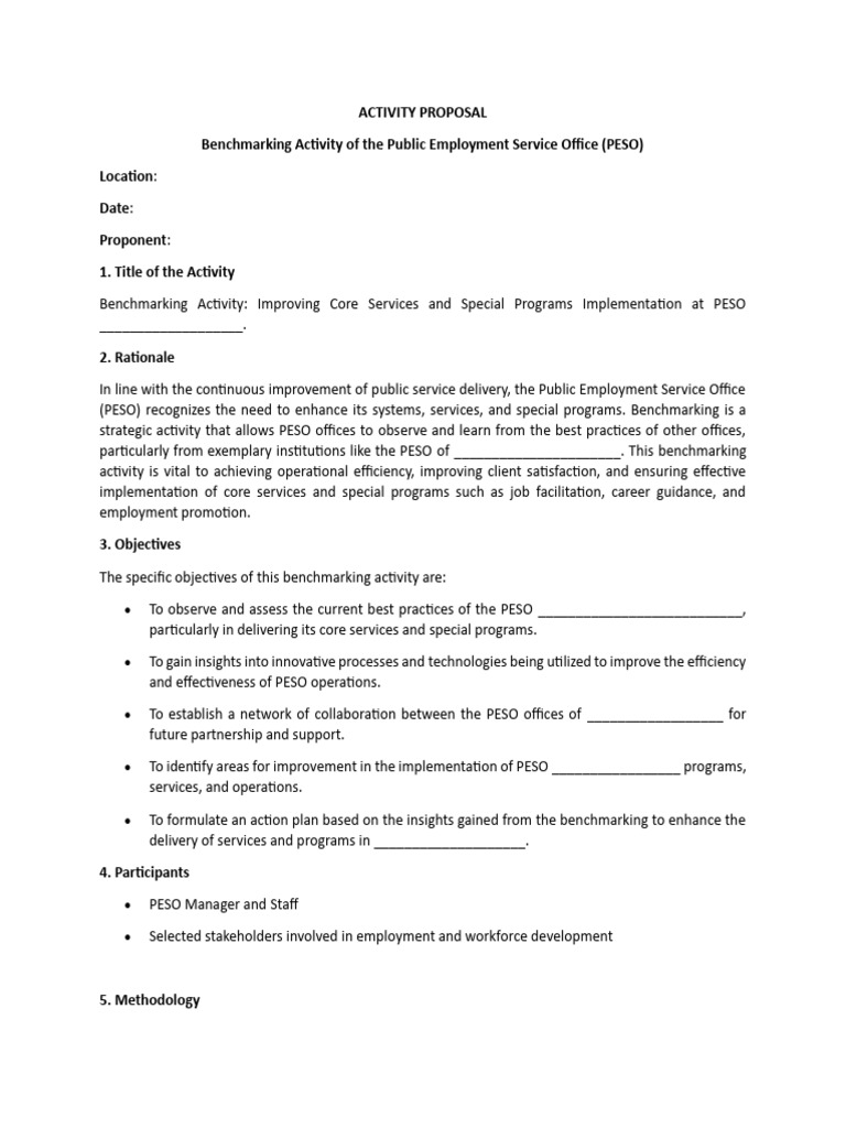 ACTIVITY PROPOSAL - Peso Bench Marking | PDF | Benchmarking | Business