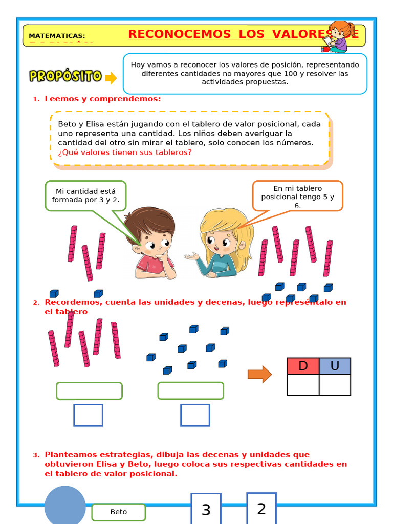 Valores de posición en matemáticas infantiles | PDF