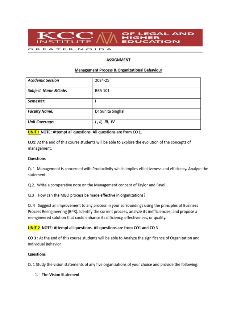 MPOB Assignment BBA 24 | PDF | Leadership | Motivational