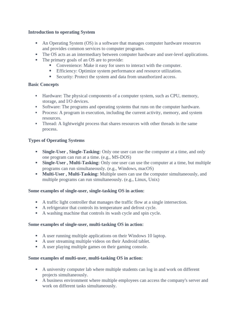 Basic Concepts of Operating Systems | PDF | Operating System | Process ...