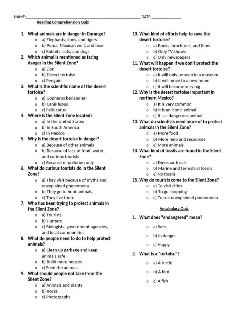 Endangered Quizzes | PDF