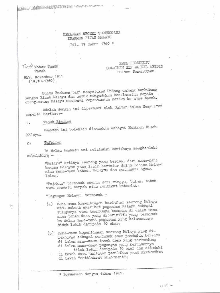 Enakmen Rizab Melayu | PDF