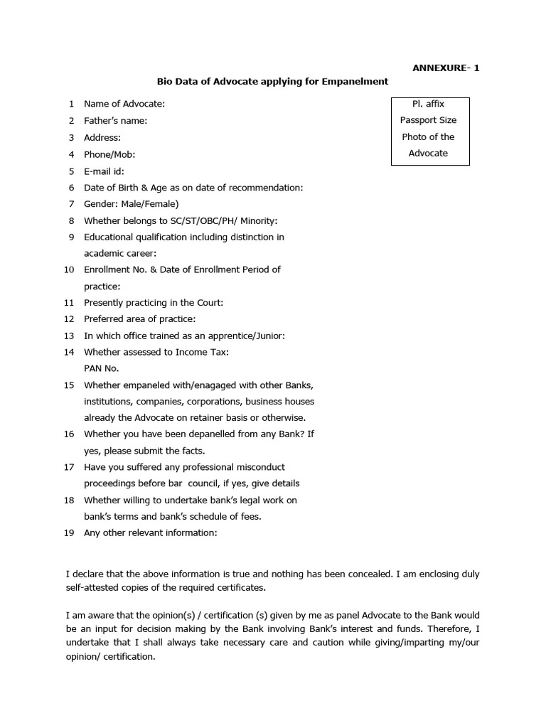 Advocate Empanelment Application Form | PDF | Advocate | Government