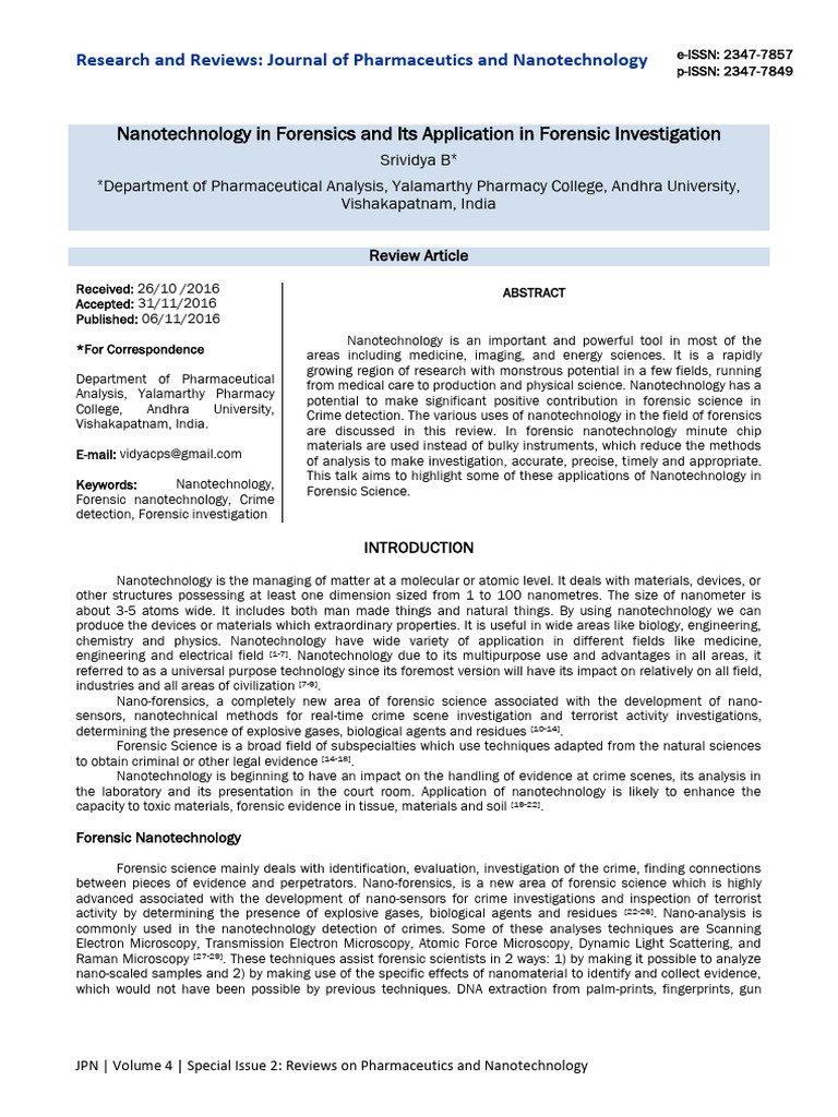 Nanotechnology in Forensics and Its Application in Forensic ...