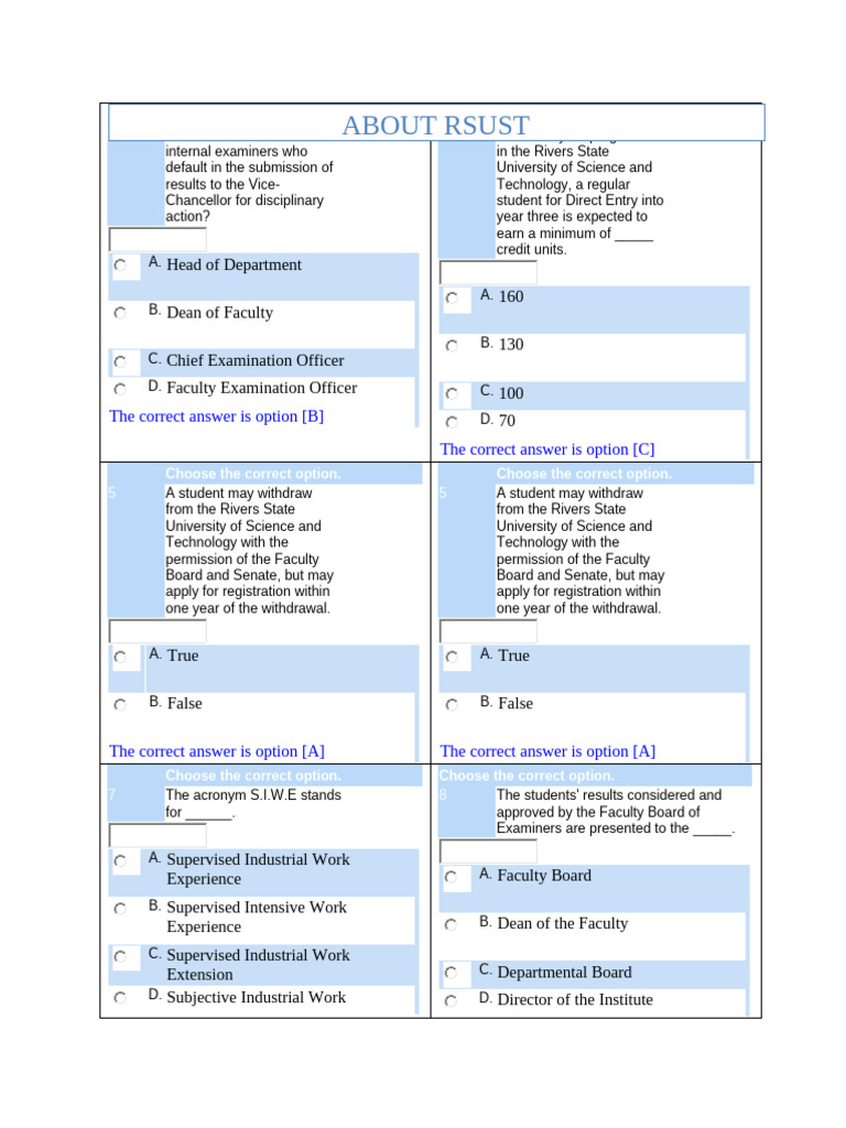 Post Utme ABOUT RSUST 22-1 | PDF | Course Credit | Academic Term