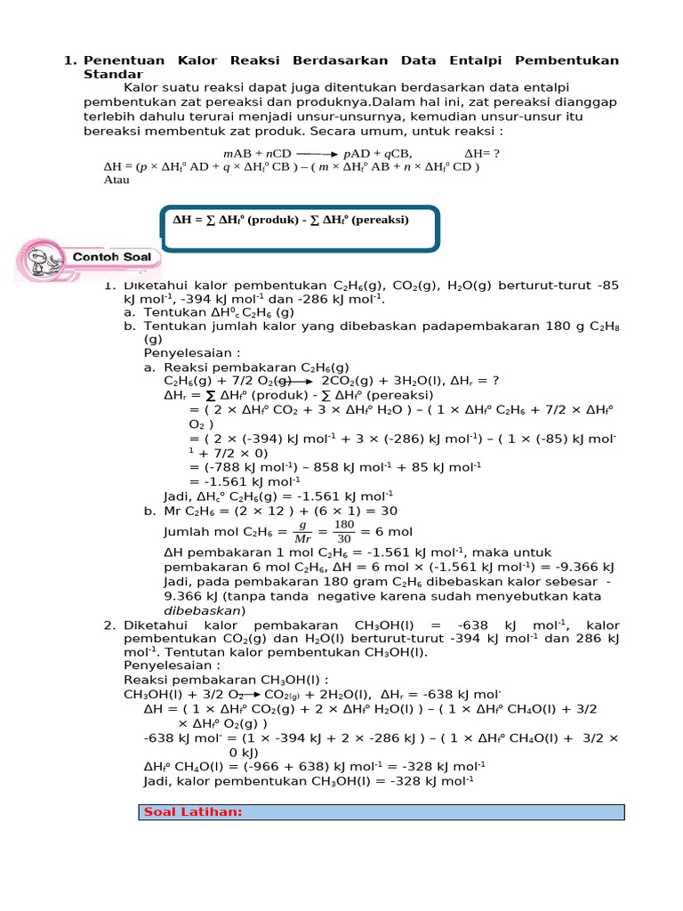 Contoh Soal Entalpi Pembentukan | PDF | Teknologi & Rekayasa