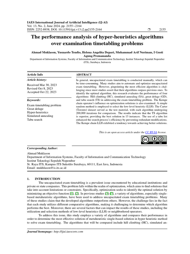 The Performance Analysis of Hyper-Heuristics Algorithms Over ...