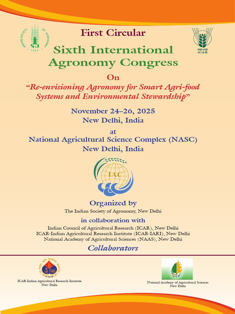 First Circular Sixth IAC 2025 Final | PDF | Agriculture | Soil