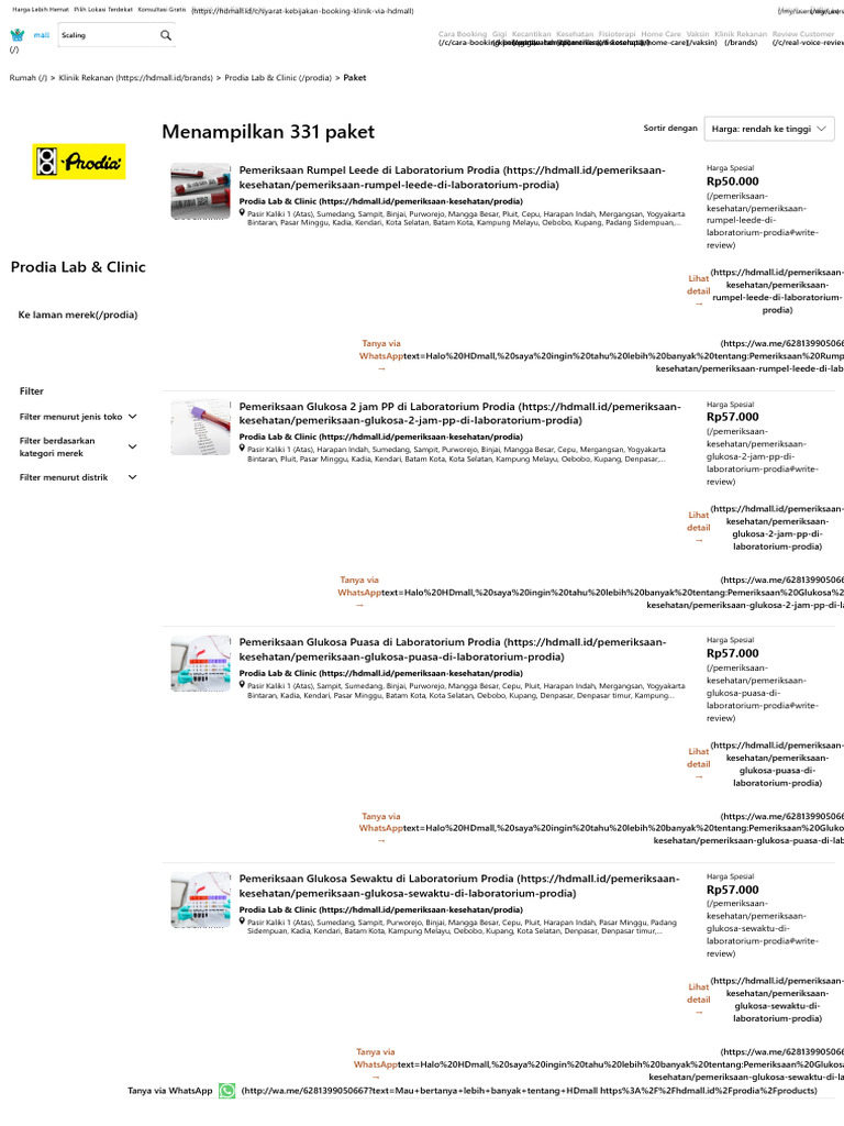 Harga 2024 Paket Dan Layanan Prodia Lab & Clinic - HDmall | PDF
