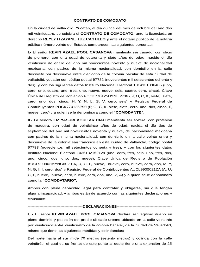 Contrato de Comodato | PDF | Desempleo