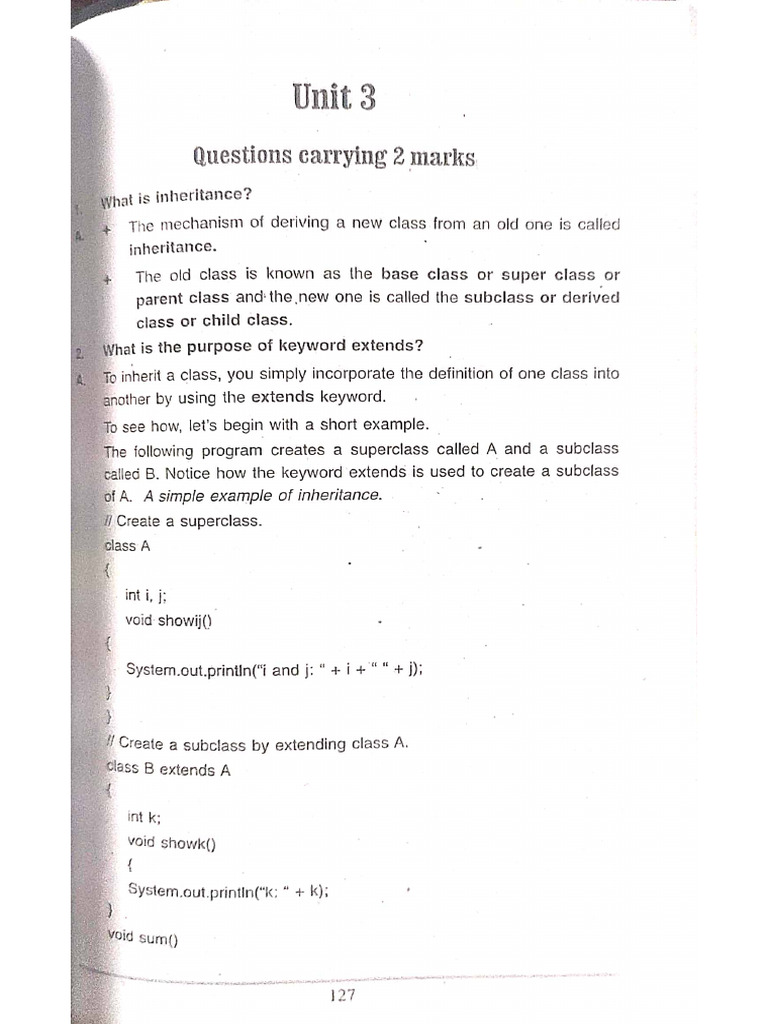 Java QB Unit 3 | PDF