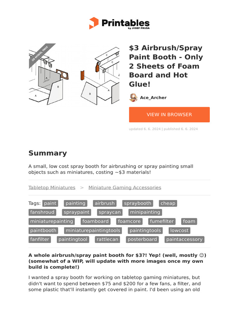 3 Airbrushspray Paint Booth Only 2 Sheets of Foam Board and Hot Glue ...