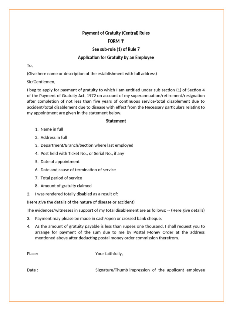 Gratuity Application Form for Employees | PDF | Finance & Money Management