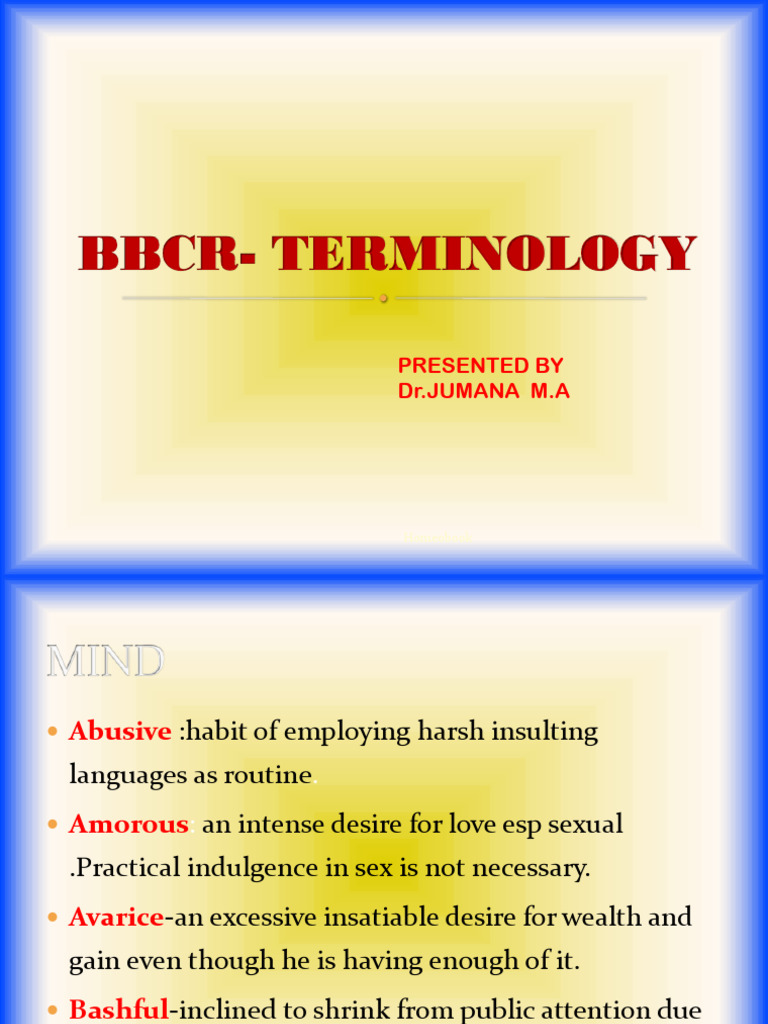 Terminologies in BBCR Explained | PDF | Medical Specialties | Clinical ...