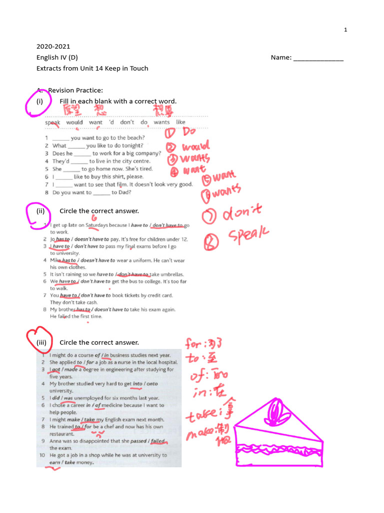 2021 Eng IV D Unit 14 Handout | PDF | Grammatical Tense | Linguistics