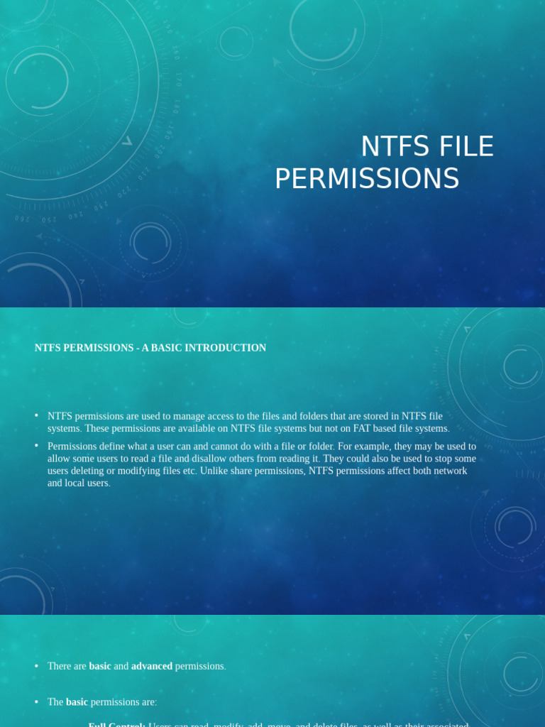 NTFS Permissions | PDF | Computer File | File System NTFS Permissions | PDF | Computer File | File System
