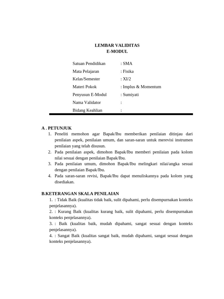 Instrumen Validitas E-Modul | PDF