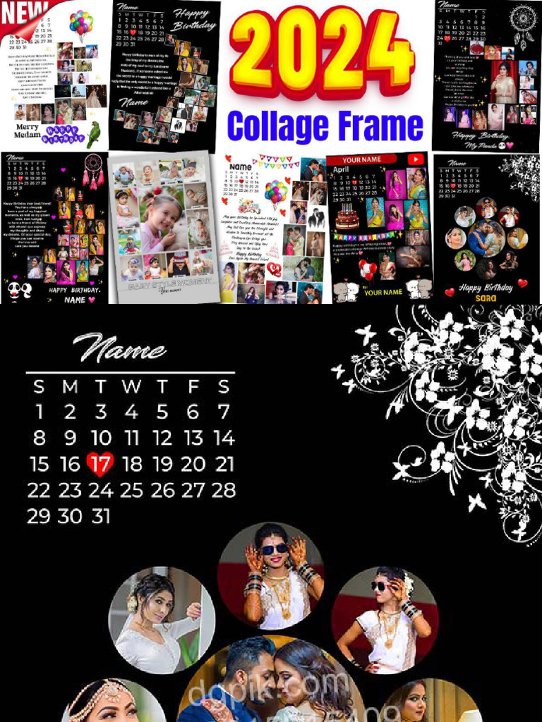 New 2024 Collage Frame 61 Anniversary And Birthday Customized Photo Frame Psd