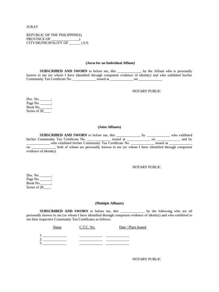 Sample Jurat | PDF