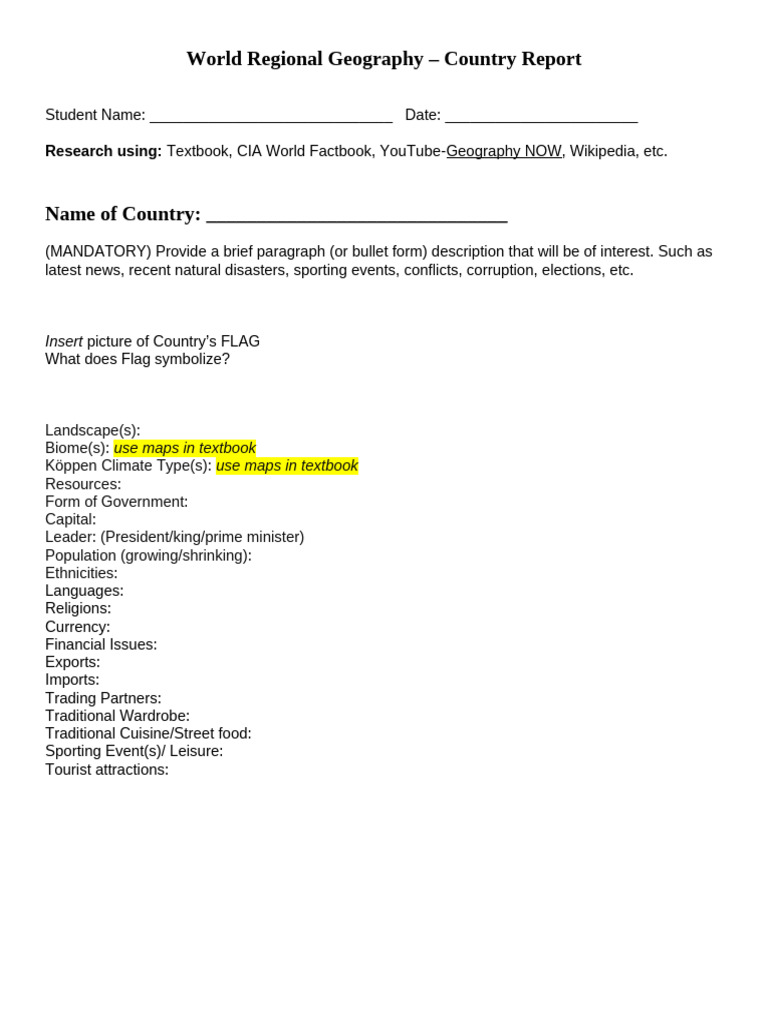 Country Report: World Regional Geography | PDF