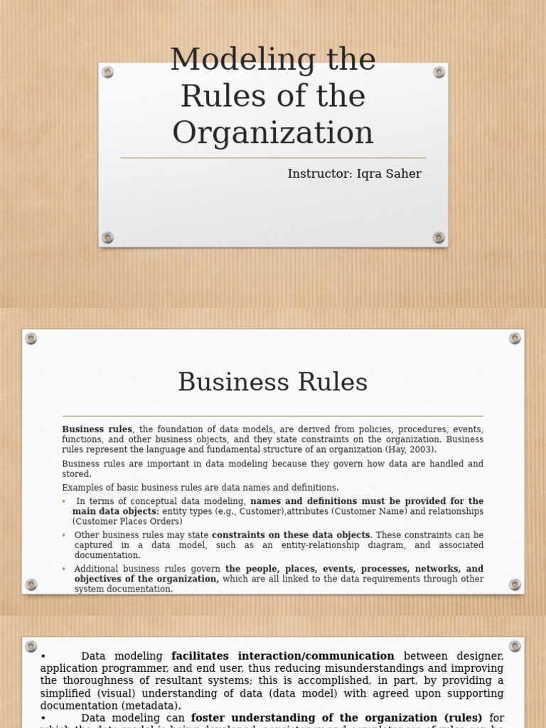 Modeling The Rules of The Organization | PDF | Conceptual Model | Data ...