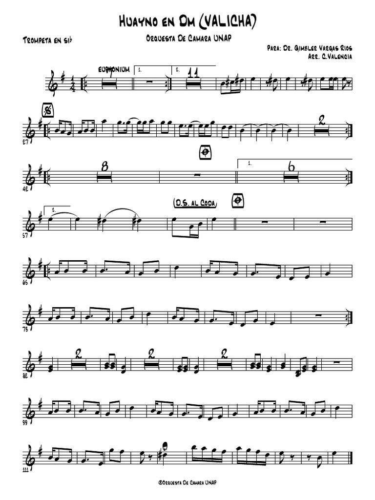 VALICHA BICENTENARIO - Trompeta en Sib | PDF