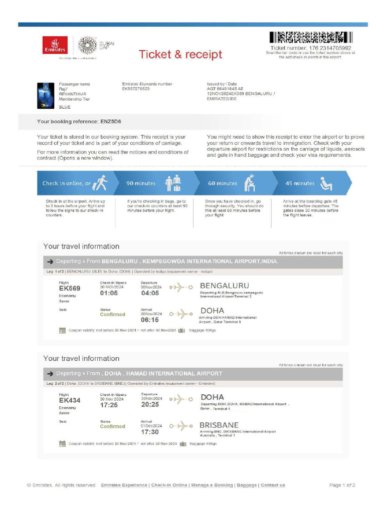 Bangalore To Doha Conv 1 | PDF