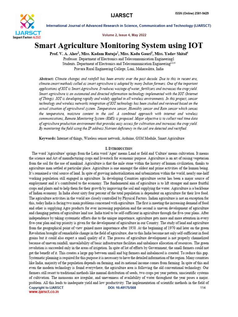 Paper 3 | PDF | Internet Of Things | Agriculture