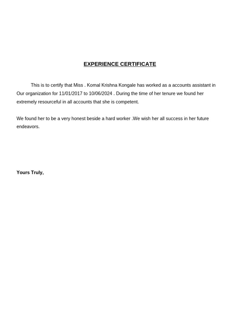 Experience Letter | PDF | Career & Growth | Law