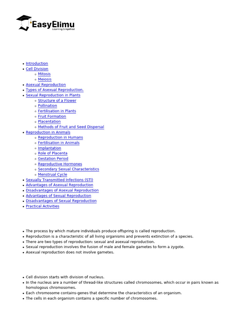 hsREPRODUCTION IN PLANTS AND ANIMALS - Form 3 Biology Notes-809 | PDF ...
