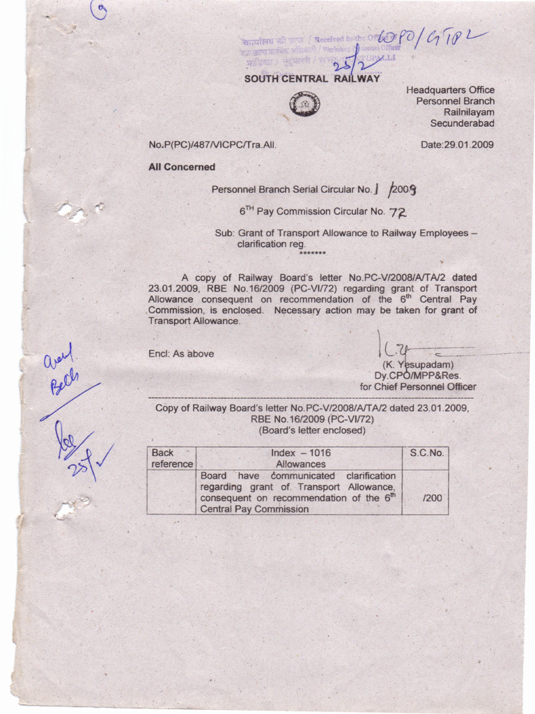 Transport Allowance for Railway Employees | PDF | Rail Transport ...