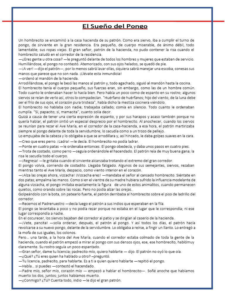 El Sueño Del Pongo Ficha 12.11.24 | PDF