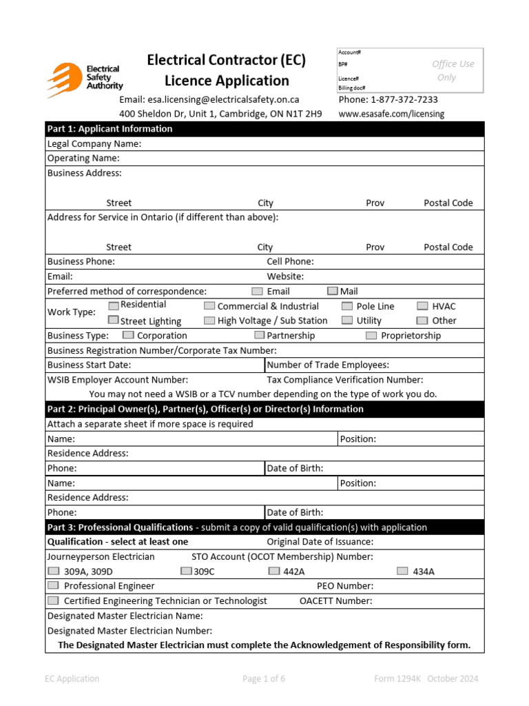 Electrical Contractor Licence Application | PDF | Electrician | Payments
