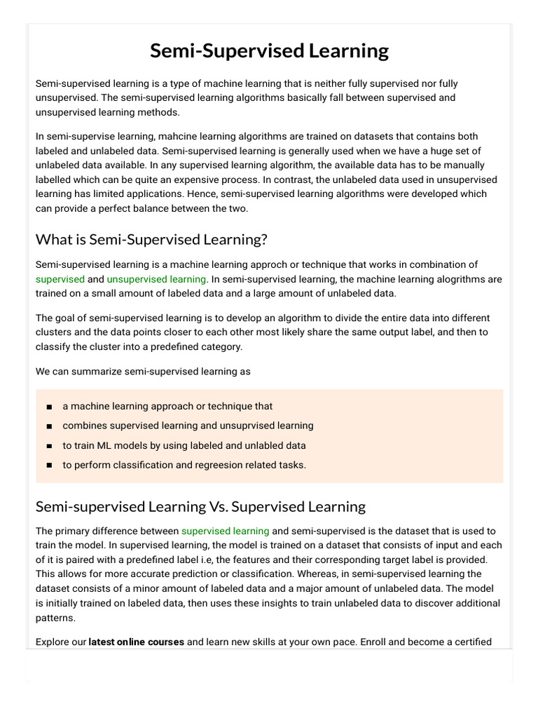 What Is Semi-Supervised Learning | PDF | Machine Learning | Cognition